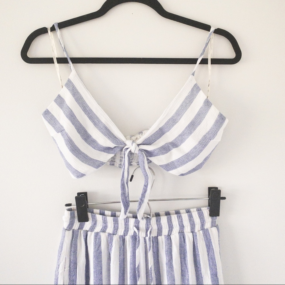 Beachy Blue And White Stripped Matching Set! - Gem